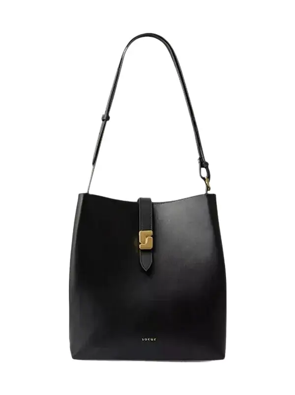Soeur Logo Plaque Leather Shoulder Bag - Black