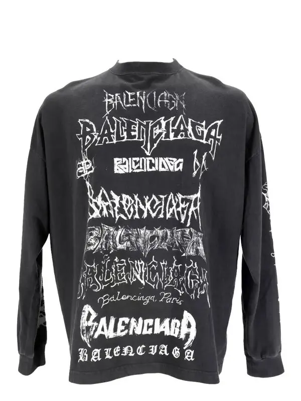Balenciaga Diy Metal Printed Long-sleeve T-shirt - Black
