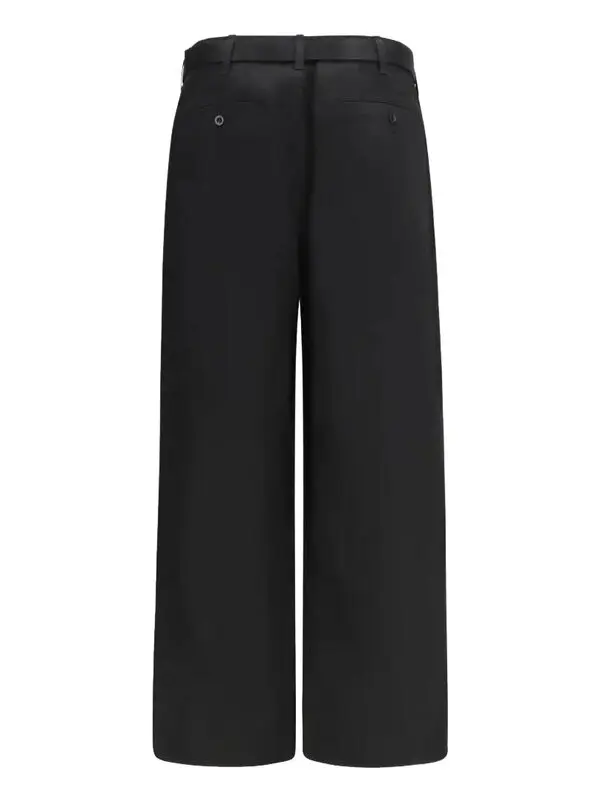 Sacai Belted Pleated Wide Leg Trousers - Black