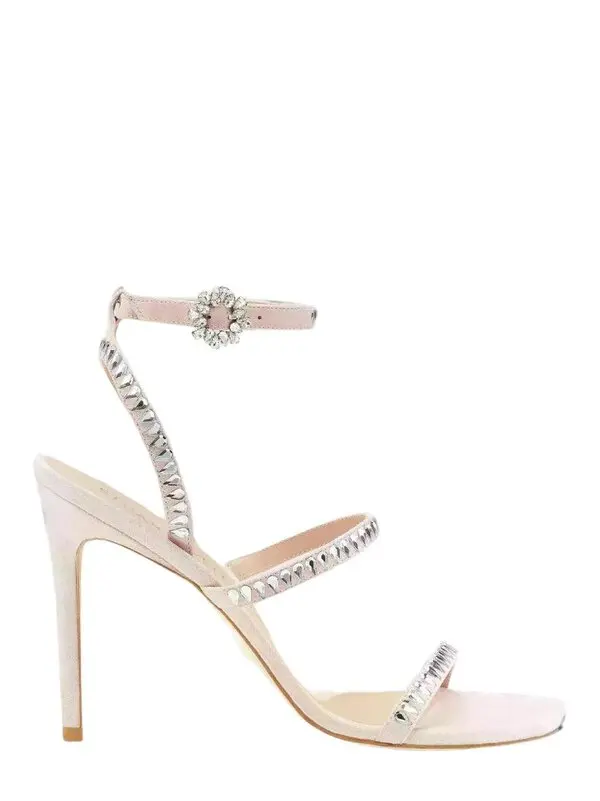 STUART WEITZMAN Gemcut Crystal-embellished Suede Heeled Sandals - Pink