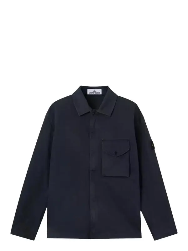 Stone Island Compass-patch Pocket-detail Shirt Jacket - Blue
