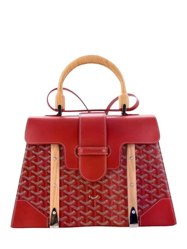 Goyard Saigon Top Handle Bag Coated Canvas Leather Mm Satchel - Red