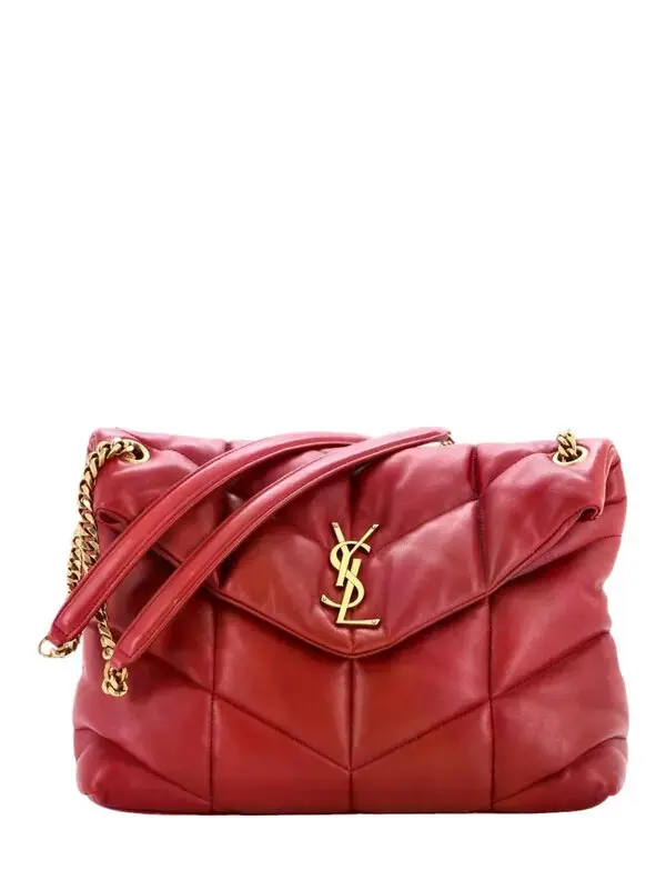 Saint Laurent Loulou Matelasse Chevron Leather Medium Shoulder Bag - Red