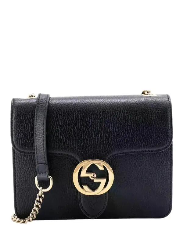 Gucci Interlocking Chain Leather Small Crossbody Bag - Black