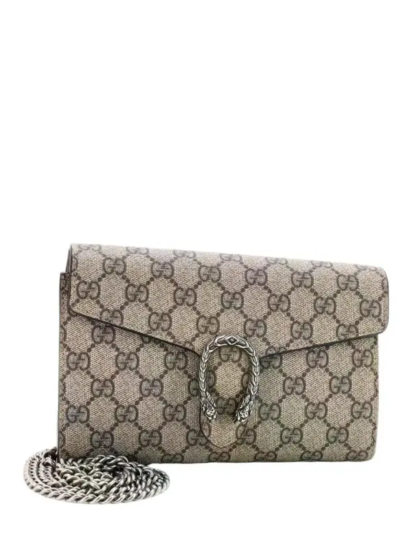 Gucci Dionysus Chain Wallet Gg Coated Canvas Small Crossbody Bag - Brown