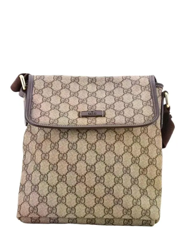 Gucci Gg Coated Canvas Flap Messenger Bag - Brown