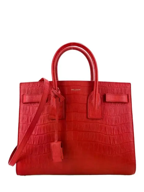 Saint Laurent Sac De Jour Nm Crocodile Embossed Leather Satchel - Red