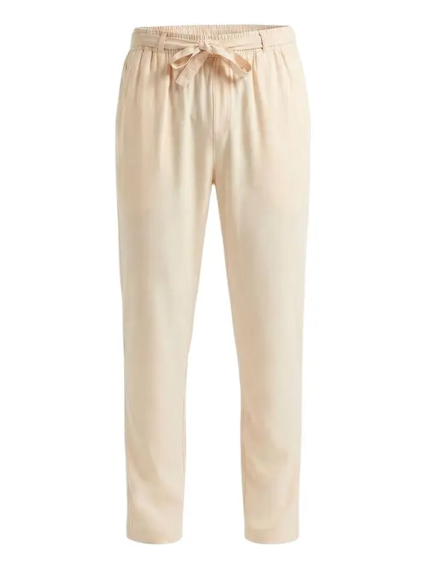 INTERNATIONAL APPEAL Relaxed Fit Trousers With Tie Detail - Beige