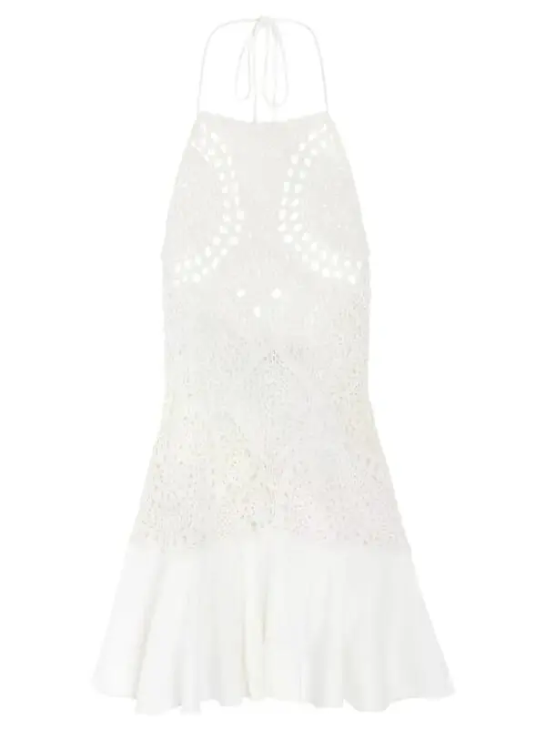 Jacquemus Crochet Halterneck Mini Dress - White