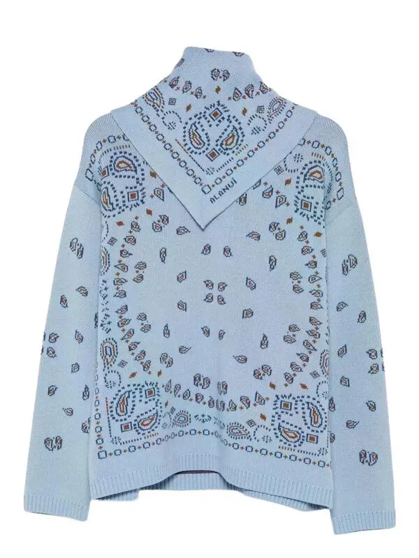 Alanui Bandana Jacquard High Neck Sweater - Blue