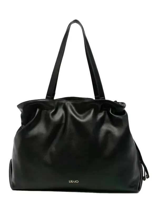 Liu Jo Logo Plaque Gathered Tote Bag - Black