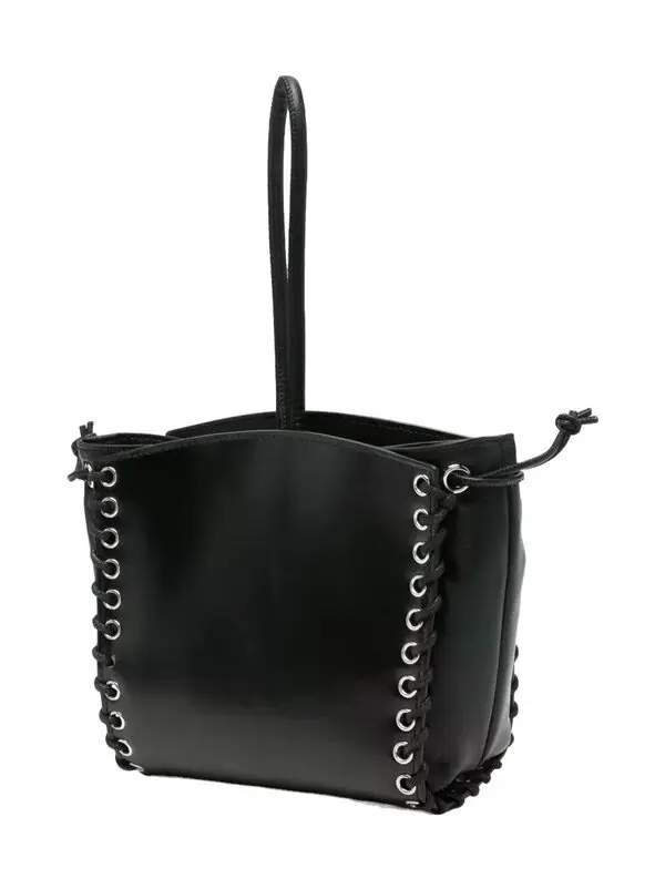 Patrizia Pepe Lace-up Leather Bucket Bag - Black