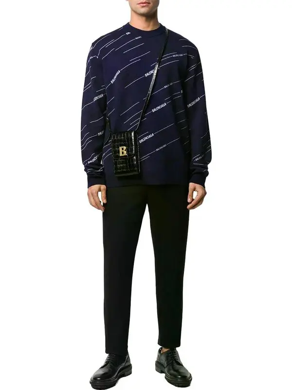 Balenciaga Logo Knit Sweater - Blue