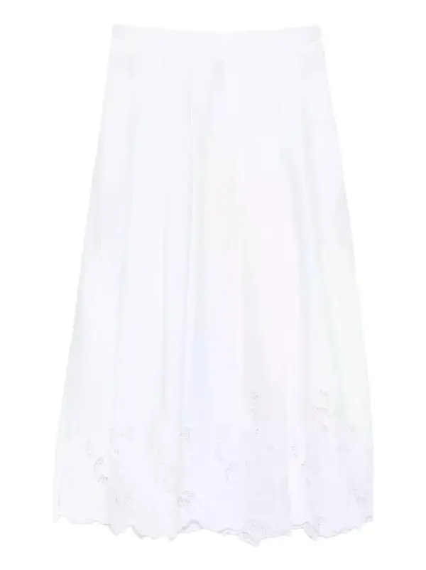 Ermanno Scervino Broderie Anglaise Pleated Midi Skirt - White