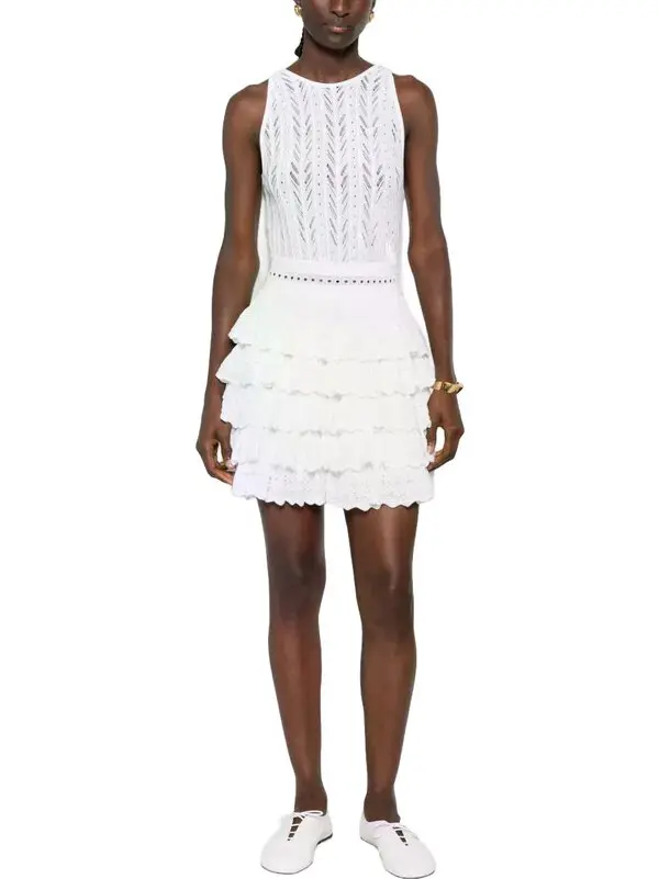ANTONINO VALENTI Pointelle-knit Ruffled Mini Dress - White
