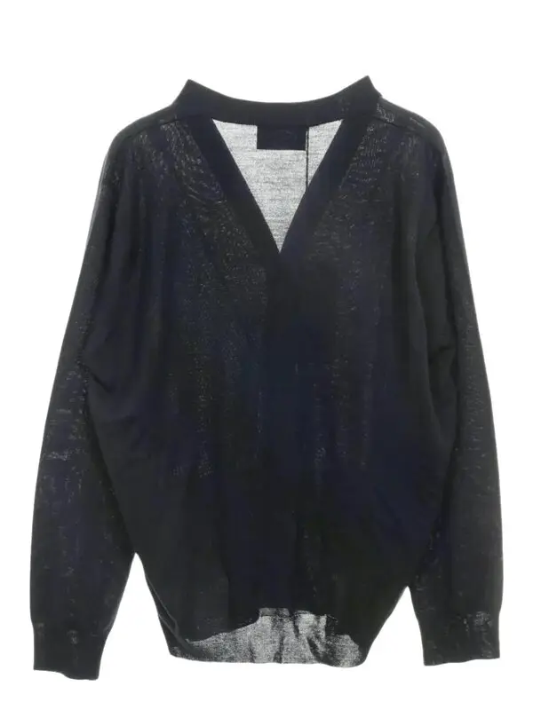 Prada V-neck Wool Cardigan - Blue
