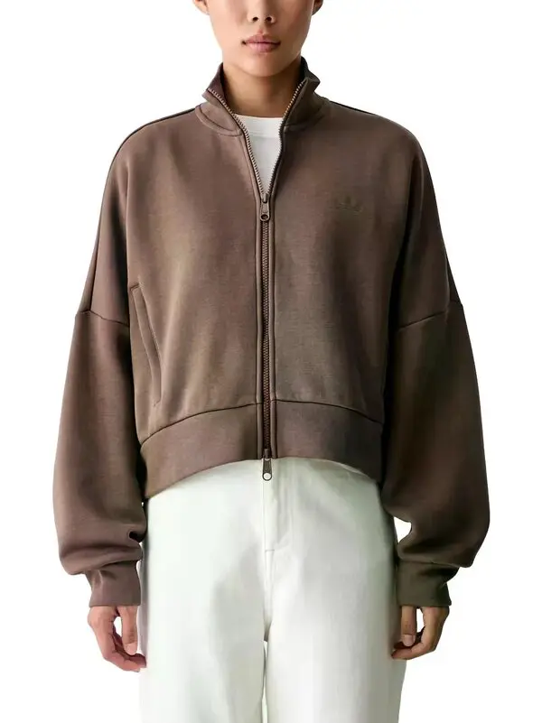 Adidas Embroidered Zip-up Sweatshirt - Brown
