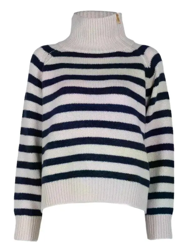 NILI LOTAN Raelynn Striped Roll Neck Sweater - Neutrals