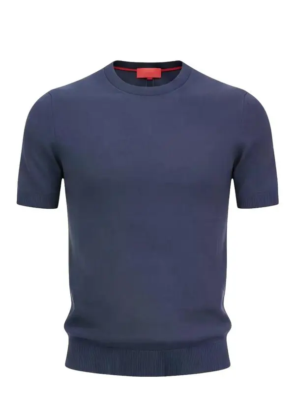 Isaia Short-sleeved Crew-neck Knitted T-shirt - Blue