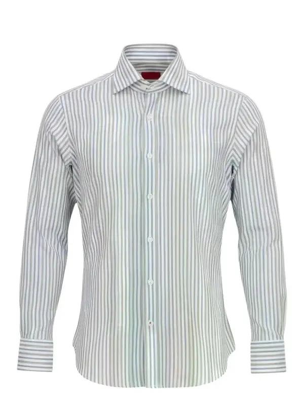 Isaia Striped Long-sleeve Shirt - White