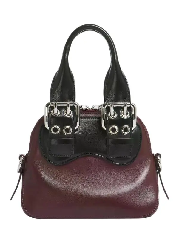 Marni Two-tone Leather Mini Belt Bag With Buckle Detail - Red