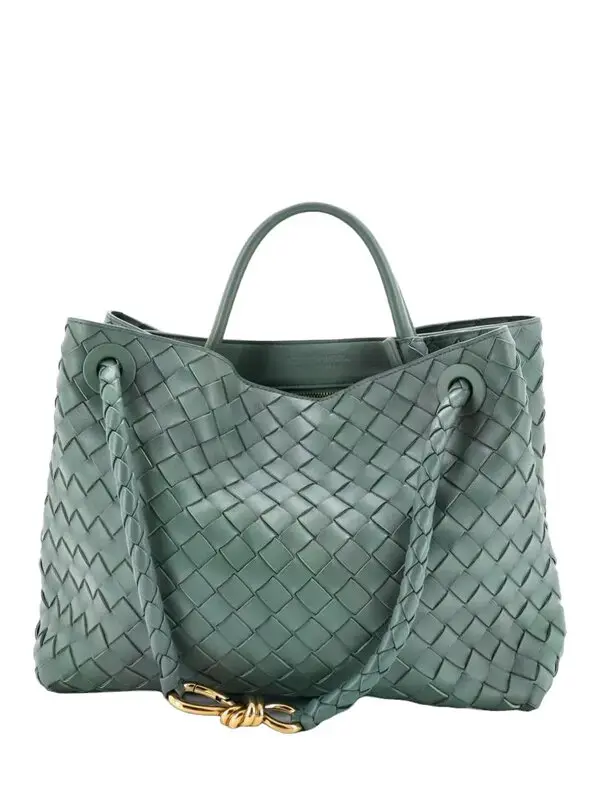 Bottega Veneta Andiamo Top Handle Bag Intrecciato Nappa Small Satchel - Green