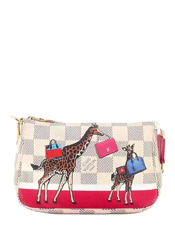LOUIS VUITTON Pochette Accessoires Limited Edition Damier Mini Clutch Bag - White