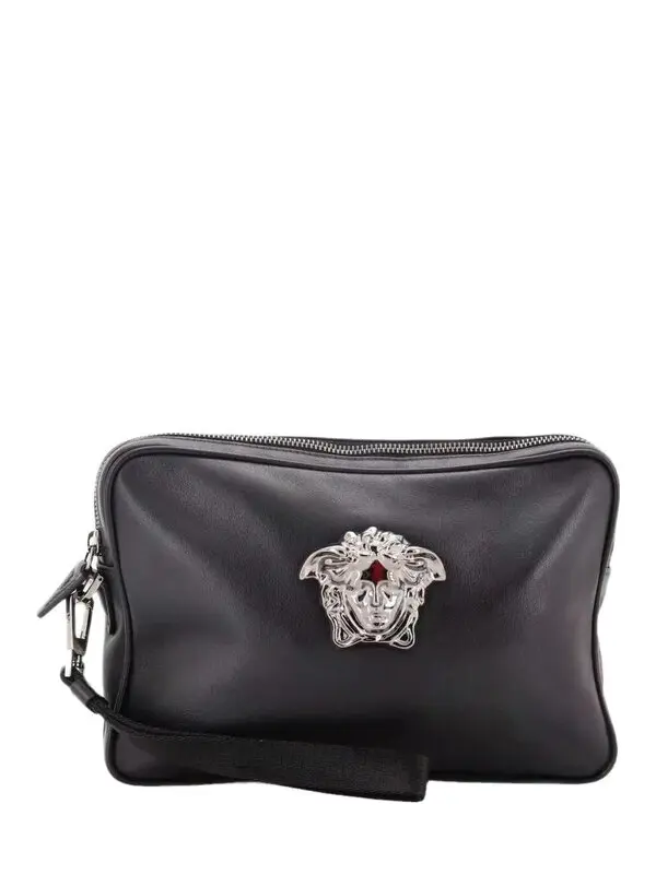 Versace Medusa Leather Wristlet Pouch - Black