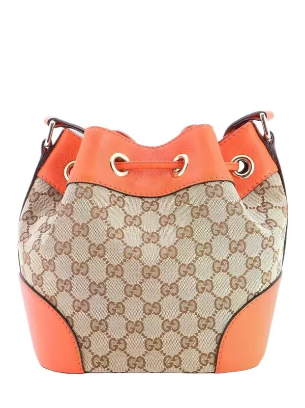Gucci Classic Gg Canvas With Leather Small Bucket Bag - Brown