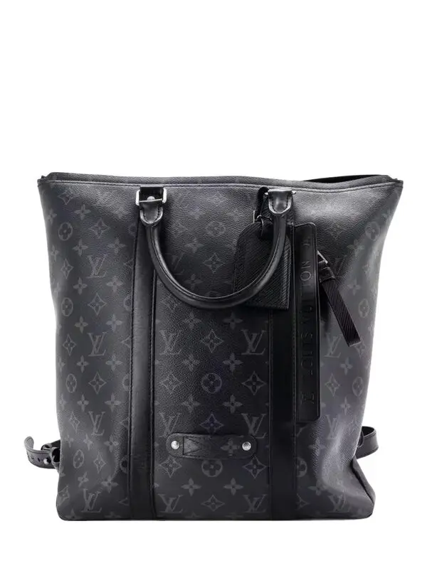LOUIS VUITTON Monogram Eclipse Canvas Tote Backpack - Black