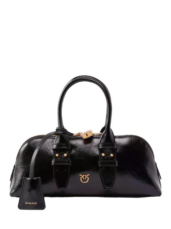 Pinko Love Birds Leather Tote Bag - Black