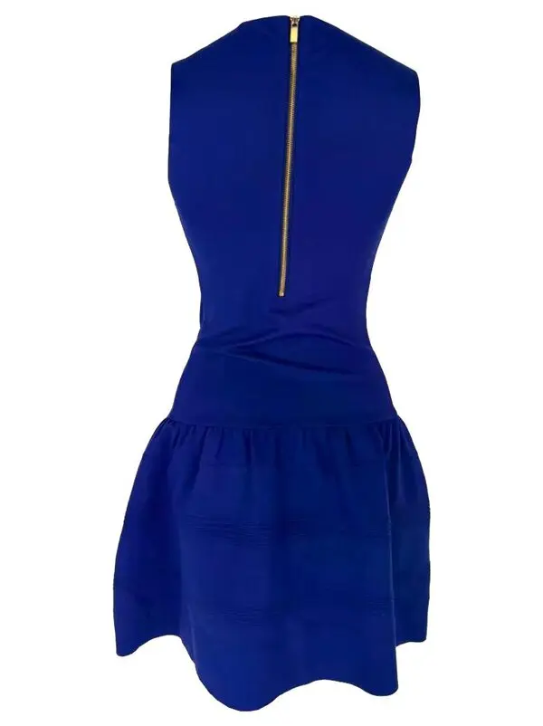 Maje Sleeveless Pintuck Dress With Flared Skirt - Blue