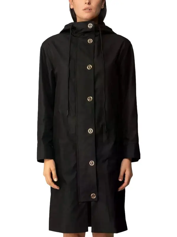 TWINSET Hooded Trench Coat - Black