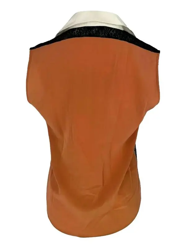 Sandro Sleeveless Lace-trimmed Blouse - Orange