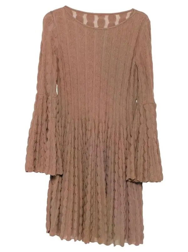ANTONINO VALENTI Textured Bell-sleeve Mini Dress - Brown