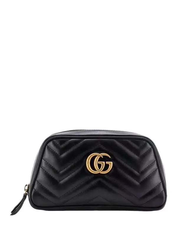 Gucci Gg Marmont Matelasse Leather Wrist Wallet Clutch Bag - Black