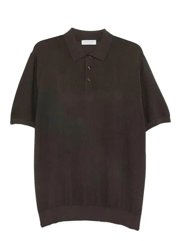 JEORDIE'S Fine-knit Short-sleeve Polo Shirt - Brown