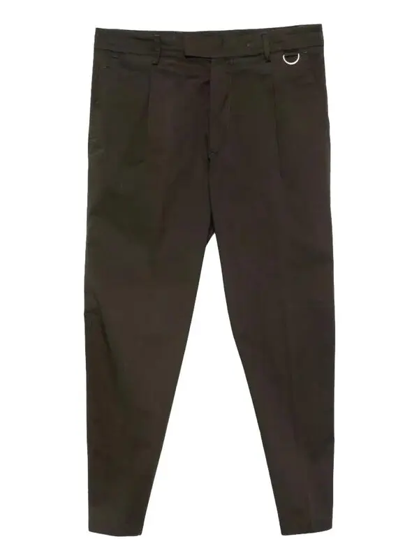 LOW BRAND Pleated D-ring Trousers - Green