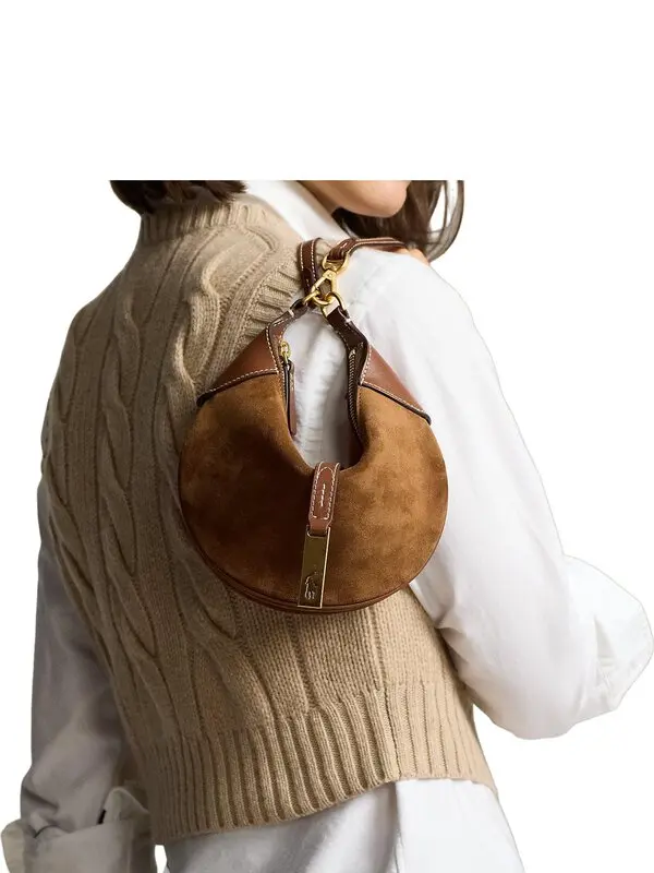 Ralph Lauren Polo Id Suede Mini Shoulder Bag - Cinnamon/cuoio