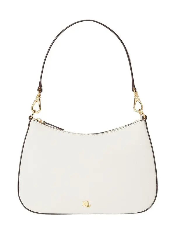 Ralph Lauren Crosshatch Leather Medium Danni Shoulder Bag - Soft White