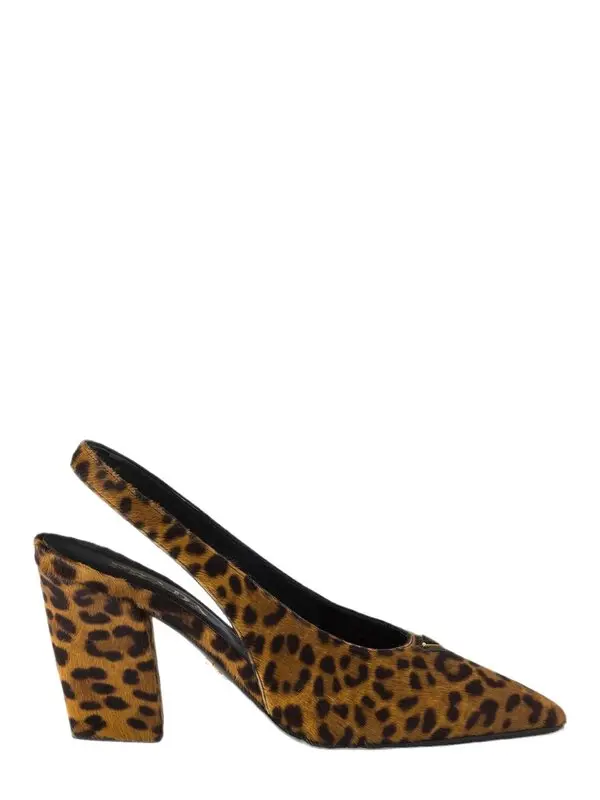 Prada Slingback Pumps In Leopard Print Calf Hair - Brown