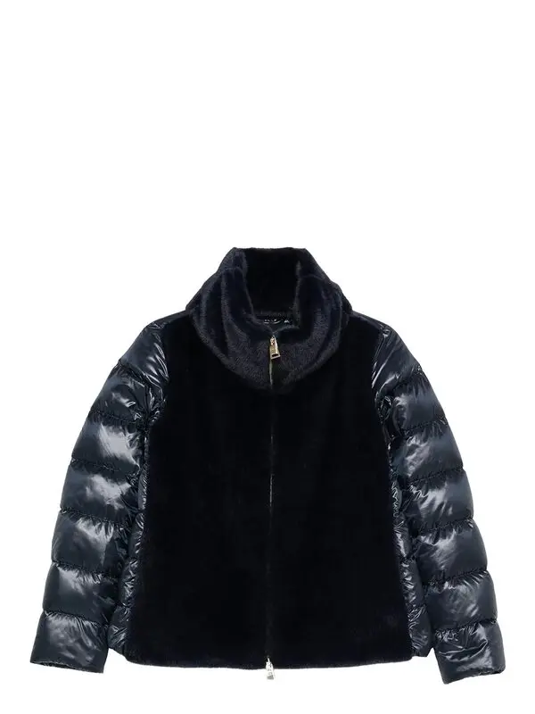 Herno Ultra-light Down Jacket With Faux Fur Inserts - Blue