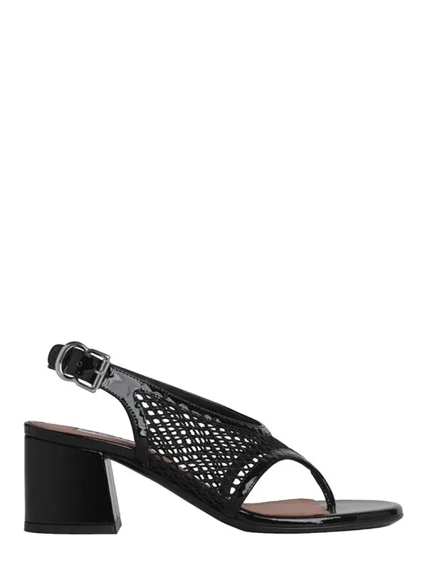 Alaïa Net And Patent Leather Slingback Sandals - Black