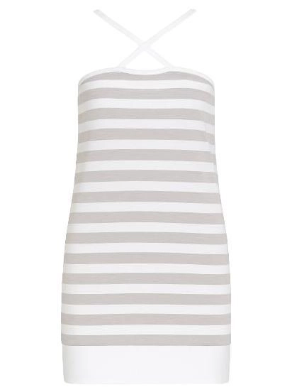 CONQUISTA Strappy Striped Mini Dress - Grey