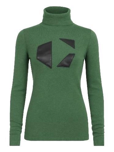 CONQUISTA High Neck Knit Top With Appliqué Detail - Green