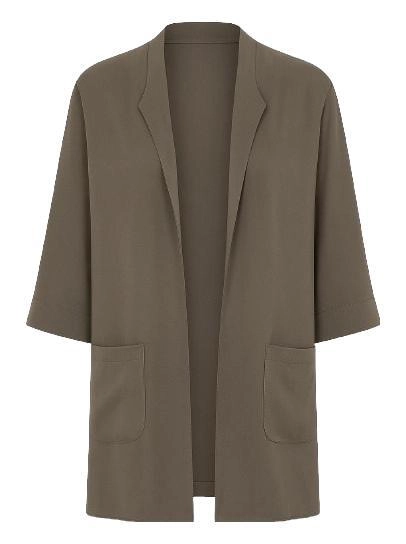 CONQUISTA Open Front Khaki Cardigan - Green