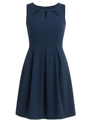 CONQUISTA Sleeveless Pleat Detail Dress - Blue