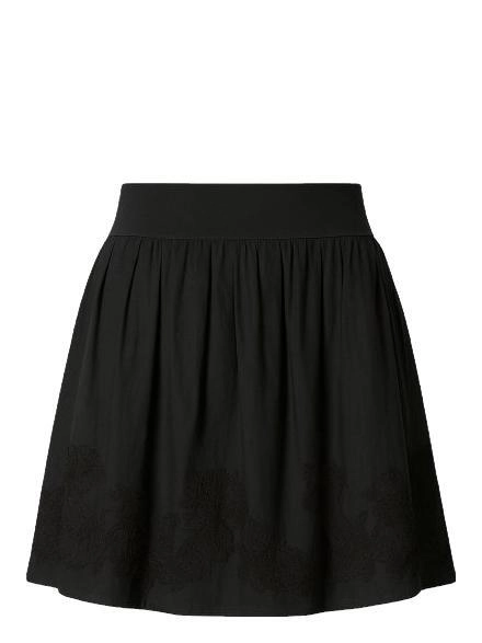 CONQUISTA Pleated Skirt With Embroidery Detail - Black