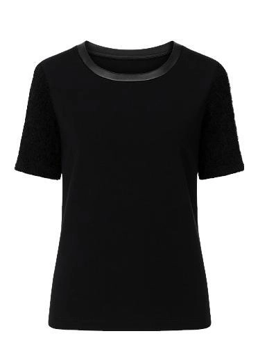 CONQUISTA Half Sleeve Top With Decorative Trim And Zipped Back - Black