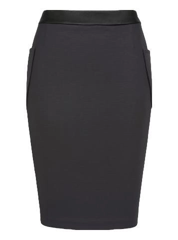 CONQUISTA Knee-length Skirt With Faux Leather Detail - Grey